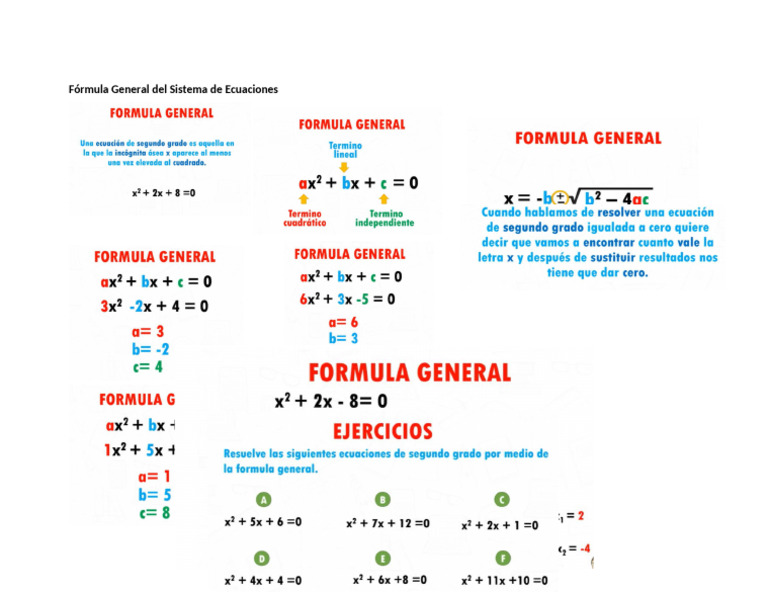 Ecuaciones Por La Formula General | PDF