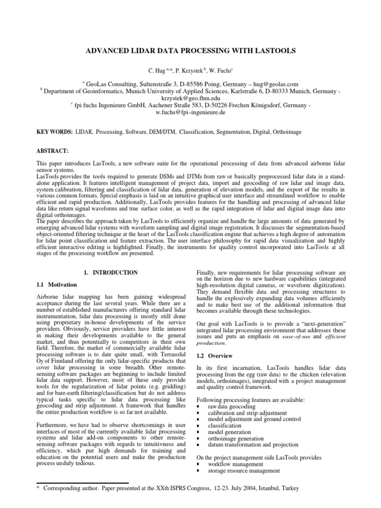 ADVANCED LIDAR DATA PROCESSING | PDF | Lidar | Statistical Classification