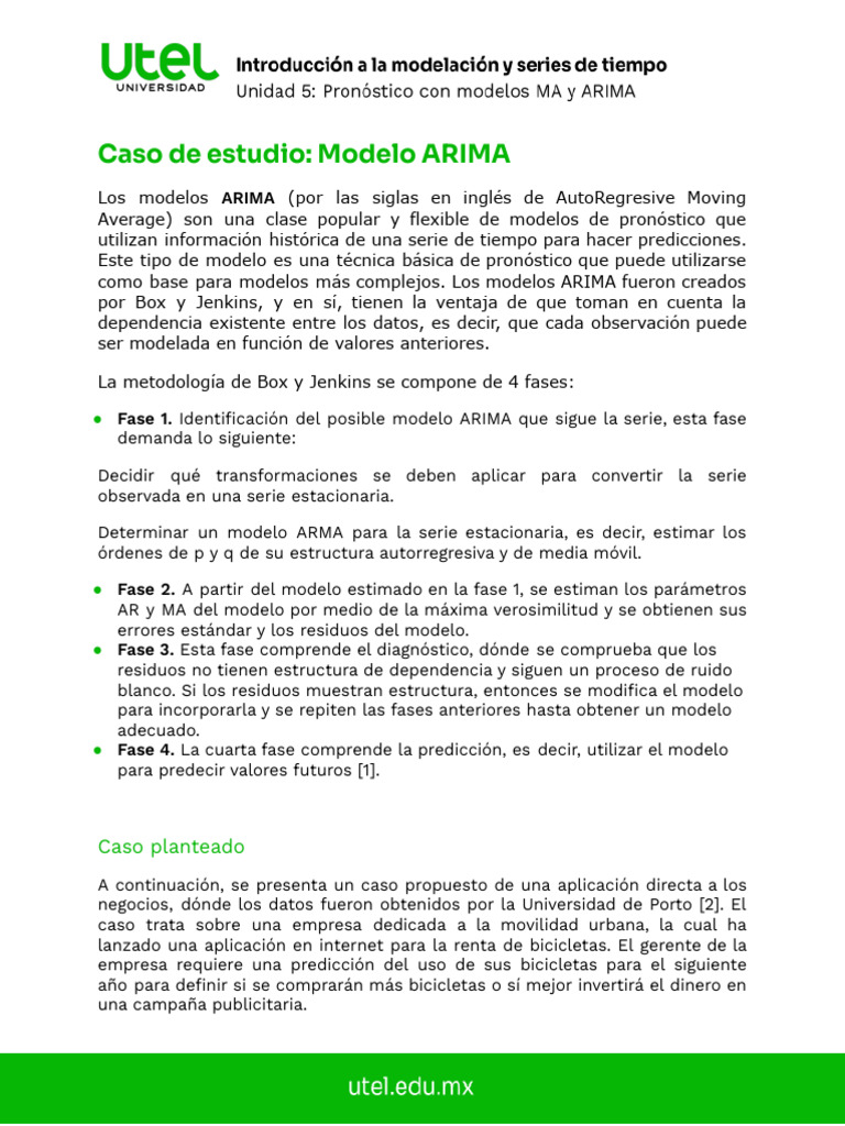Caso de Estudio Modelo ARIMA | PDF