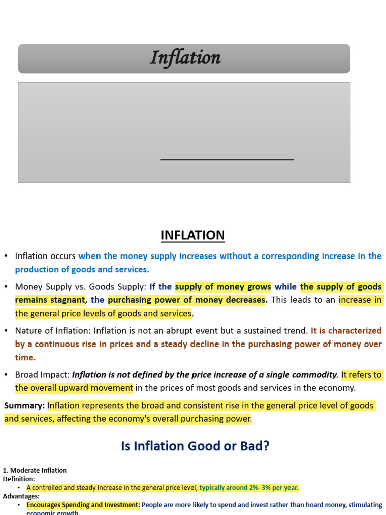 14th Topic Inflation Class Notes | PDF | Cost Of Living | Inflation