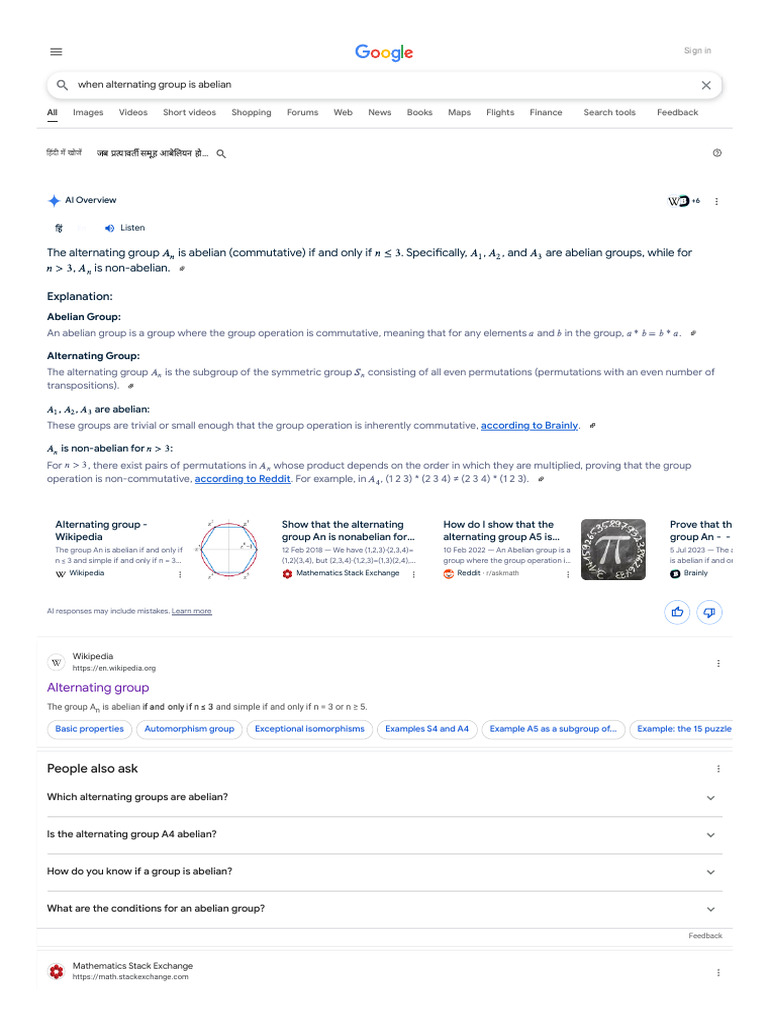 When Alternating Group Is Abelian - Google Search | PDF | Group ...