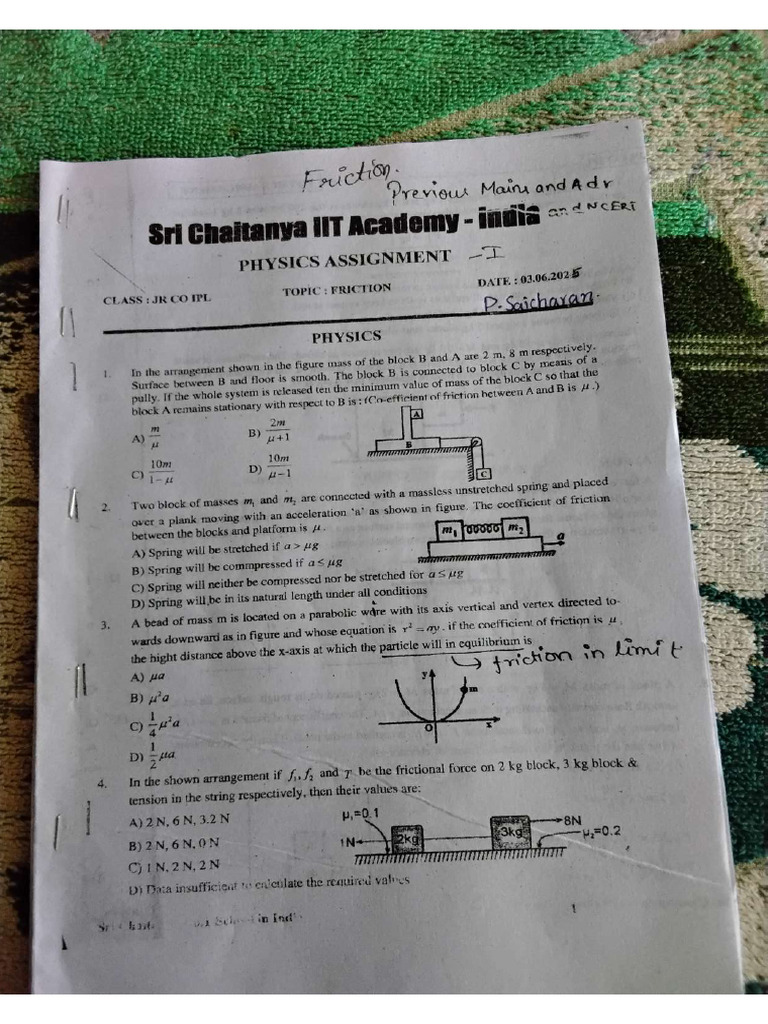 Physics Friction Assignment 3 | PDF