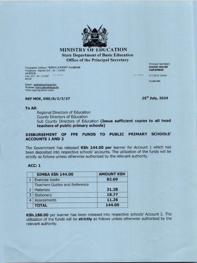 Disbursement of Fpe Funds Final - Primary | PDF