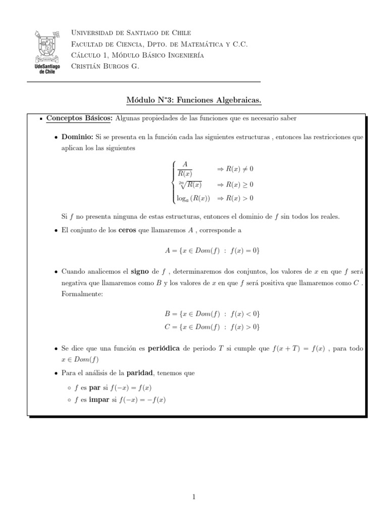 Modulo 3 - Funciones - Algebraicas PDF | PDF | Función (Matemáticas) | Álgebra abstracta