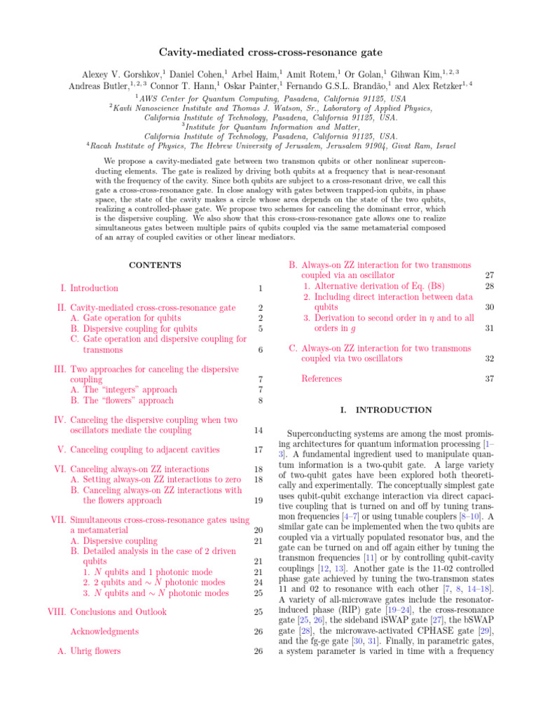 Cavity-Mediated Cross-Cross-Resonance Gate | PDF | Applied And ...
