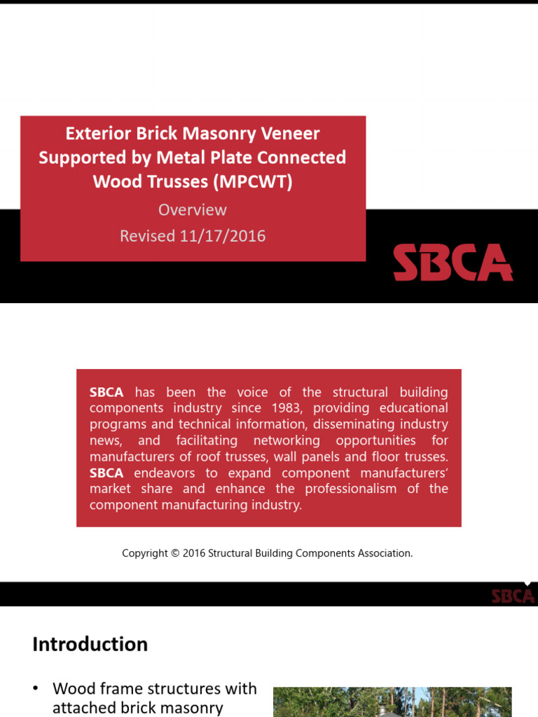 Exterior Brick Masonry Veneer Supported by Metal Plate Connected Wood ...