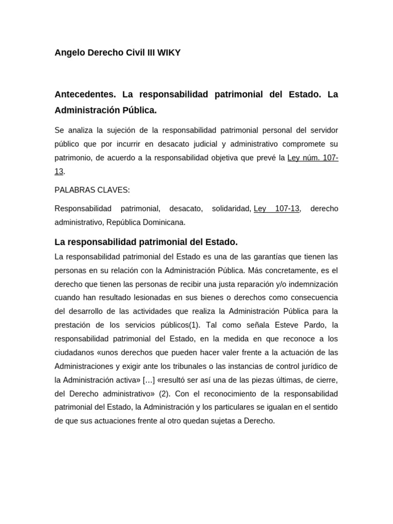 Responsabilidad Patrimonial del Estado | PDF | Responsabilidad legal ...