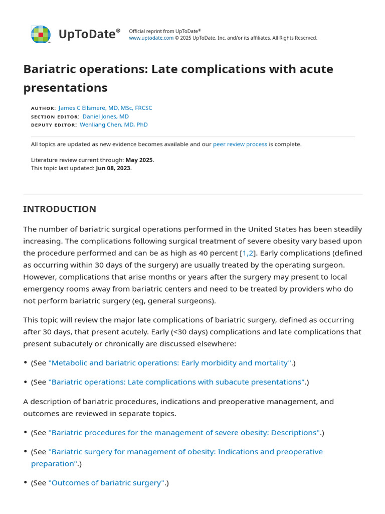 Bariatric Operations - Late Complications With Acute Presentations ...