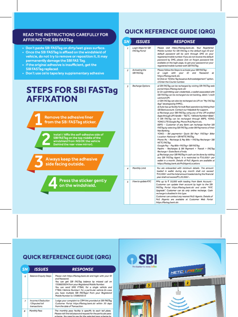 SBI Fastag Leaflet | PDF