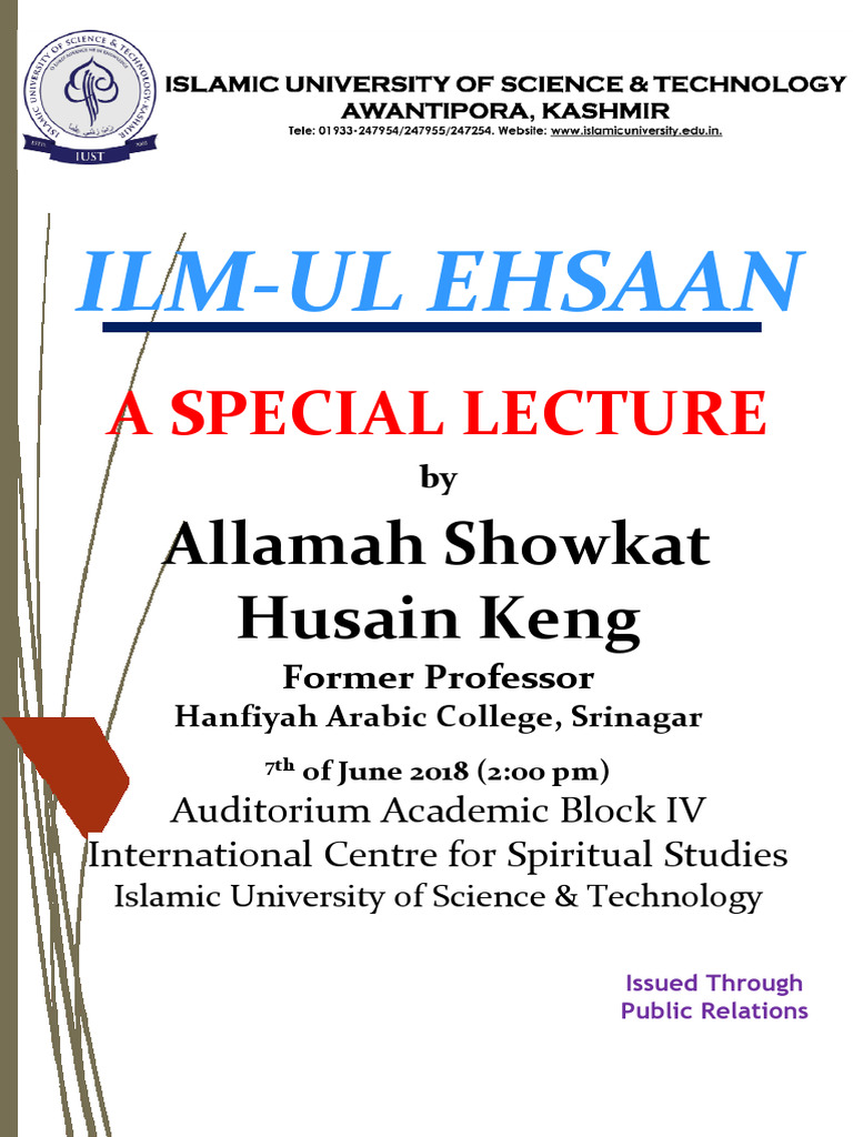 Ilm-Ul Ehsaan: A Special Lecture | PDF
