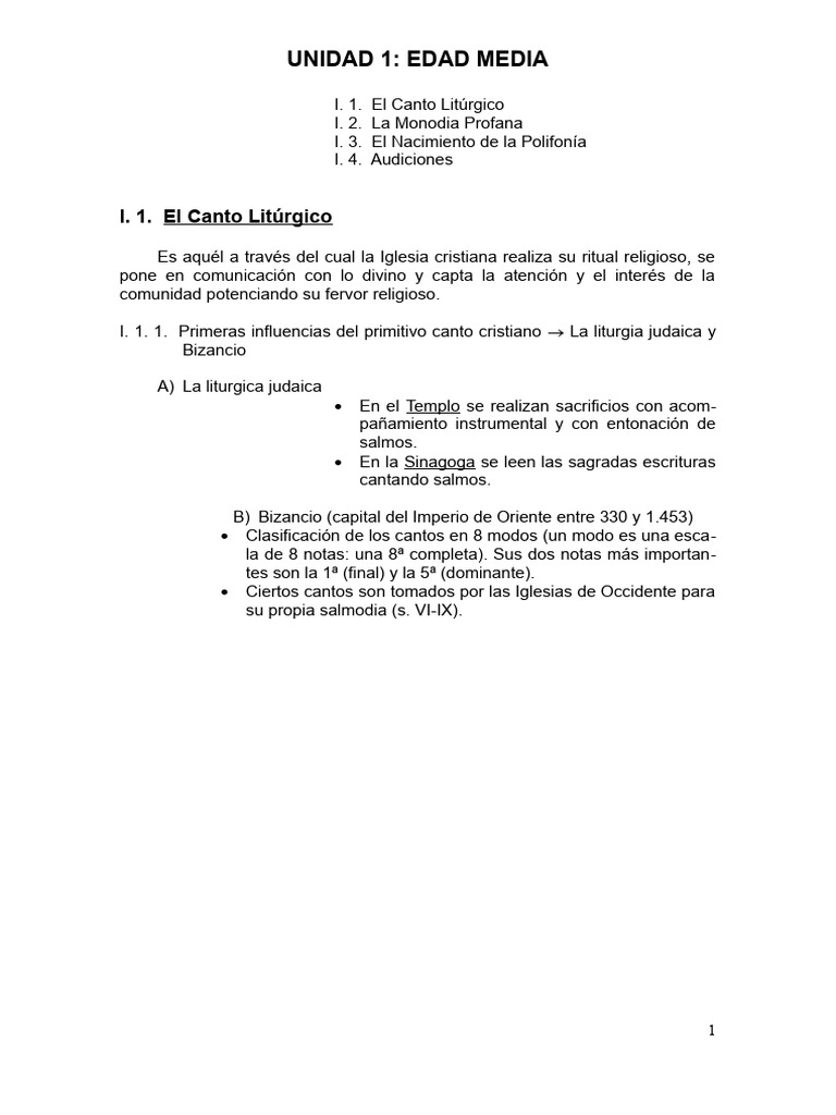 3º ESO Unidad 1 - EDAD MEDIA | PDF | Canciones | Canto gregoriano