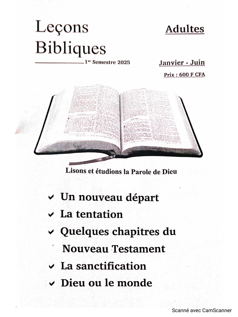 Leçons Bibliques Pour Adultes - 1er Semestre 2025 | PDF