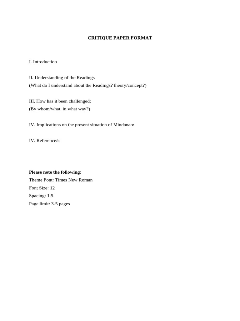 Critique Paper Format | PDF