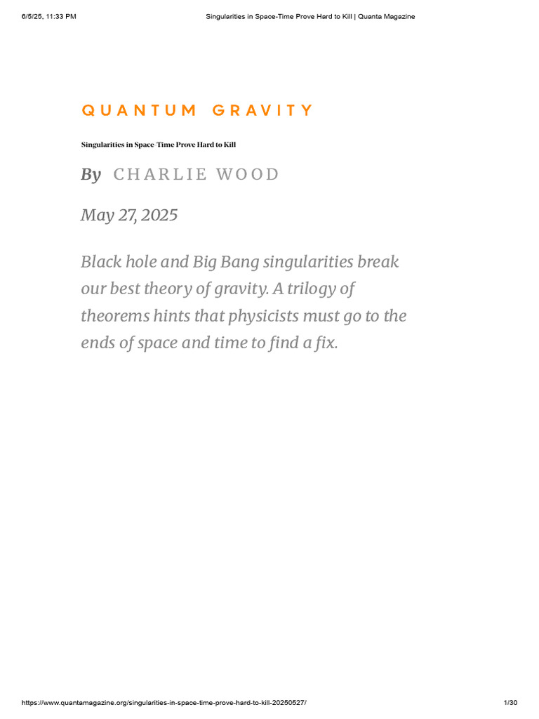 Singularities: The Limits of Gravity | PDF | General Relativity | Black ...