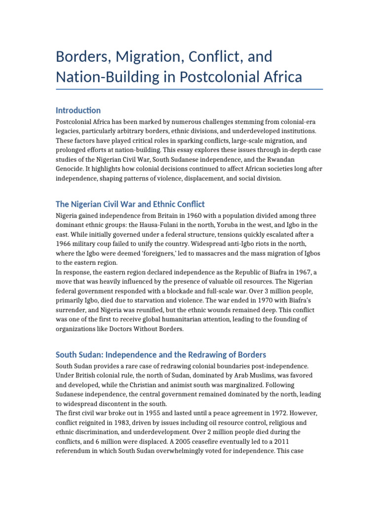 Borders Migration Conflict Nation Building Essay | PDF | Rwandan ...
