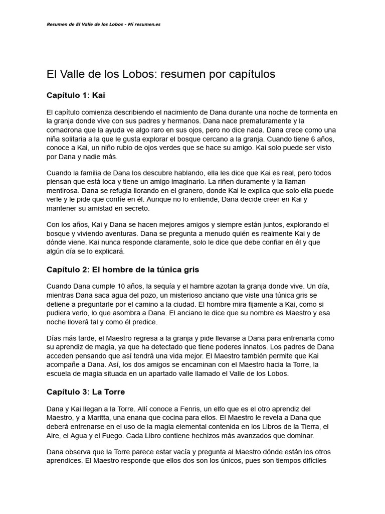 El Valle de Los Lobos Resumen Por Capitulos Miresumen - Es | PDF ...