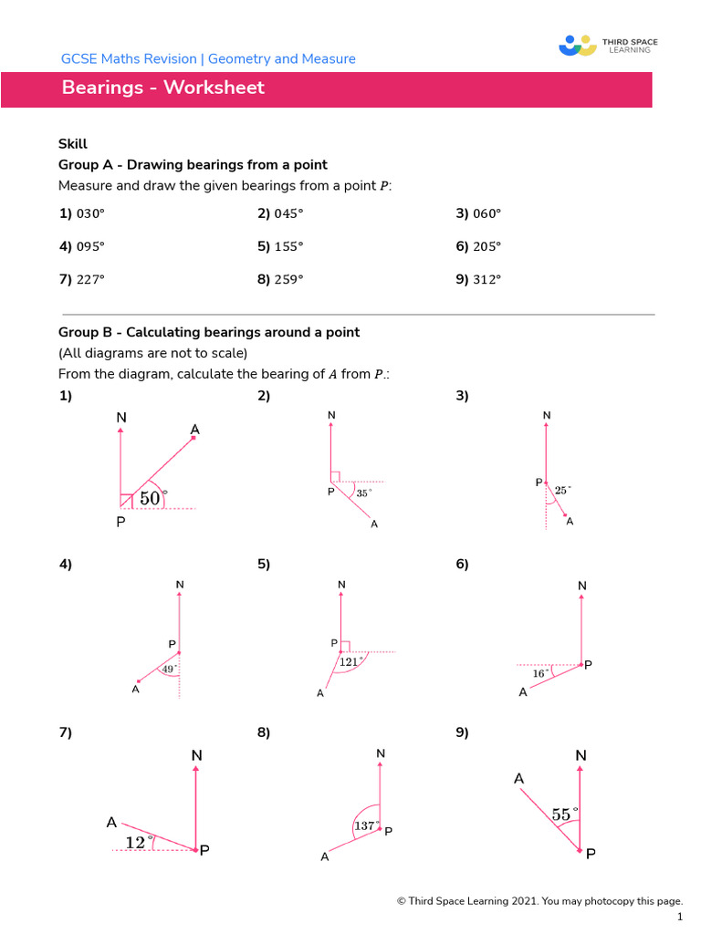 Bearings Worksheet for GCSE Maths | PDF | Runway | Geometry