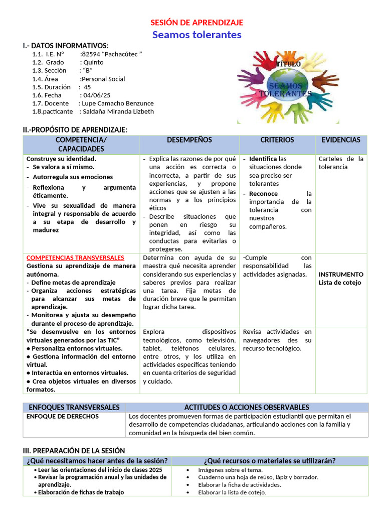 Fomentando la Tolerancia en Clase | PDF | Tolerancia | Aprendizaje