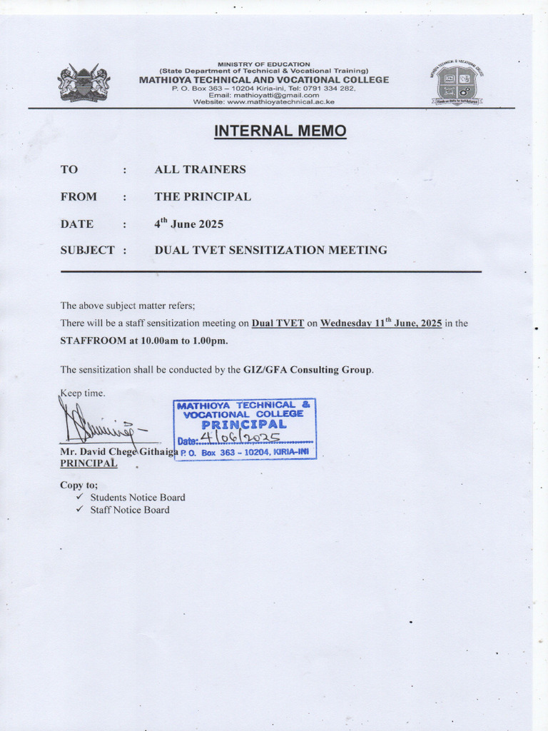 Dual Tvet Sensitization Meeting | PDF