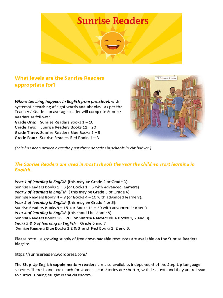 What Levels Are The Sunrise Readers Appropriate For | PDF