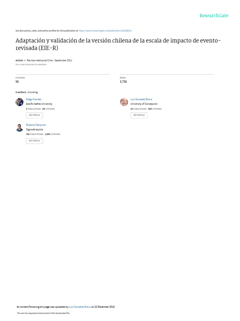 Adaptación y Validación de La Escala de Impacto de Eventos Revisada ...
