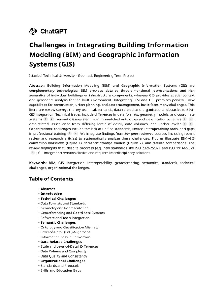 Challenges in Integrating Building Information Modeling (BIM) and Geographic Information Systems ...