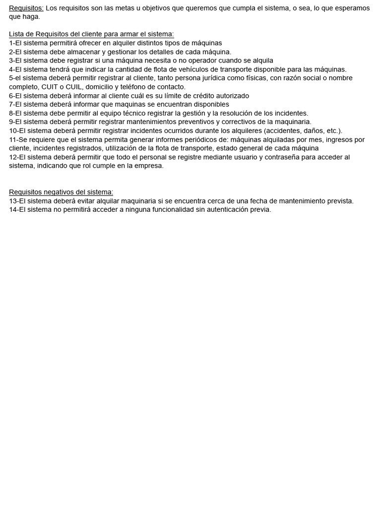 TP Integrador Ing SW 1 - Requisitos - Documentos de Google | PDF