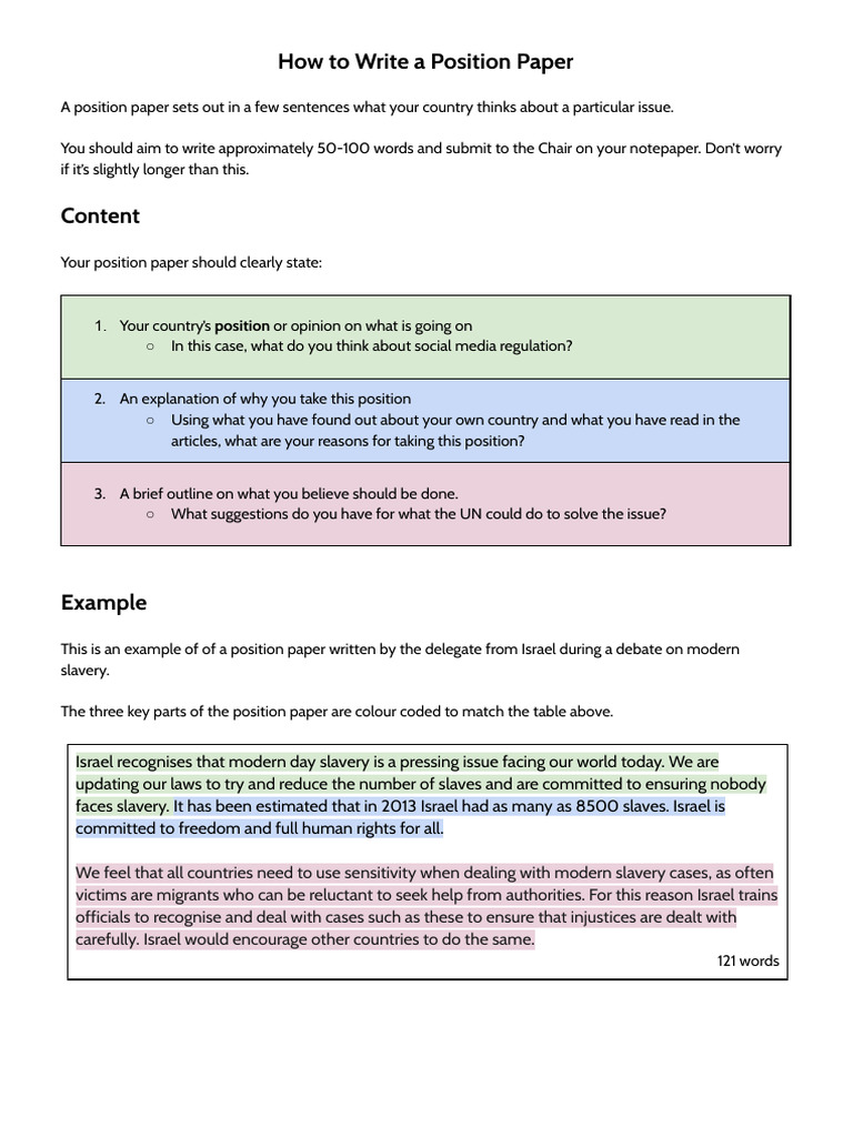 How to Write a Position Paper (1) | PDF