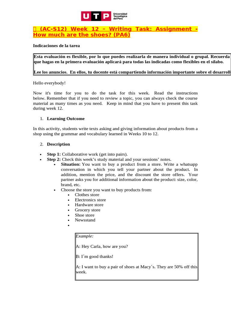 ? (AC-S12) Week 12 - Writing Task Assignment - How Much Are The Shoes ...