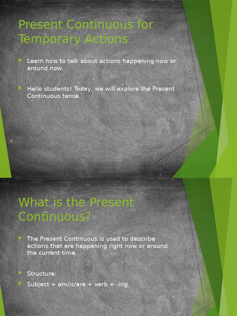 Present Continuous Temporary Actions | PDF | Verb | Linguistic Morphology