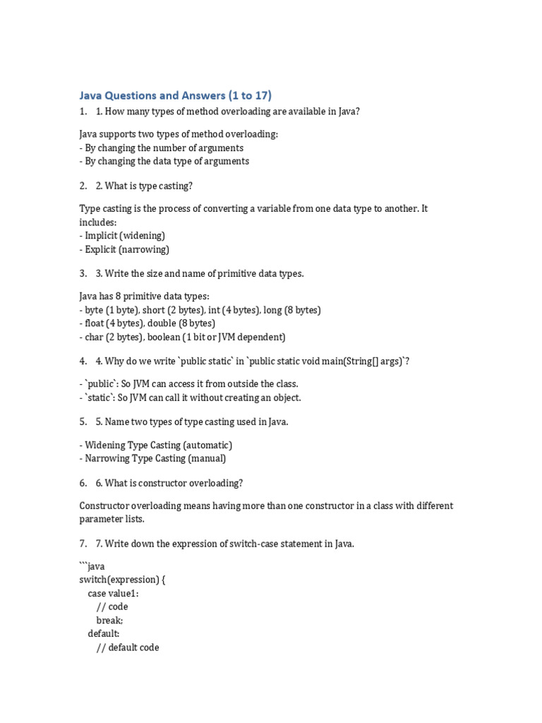 Java Method Overloading and Basics Guide | PDF | Method (Computer ...