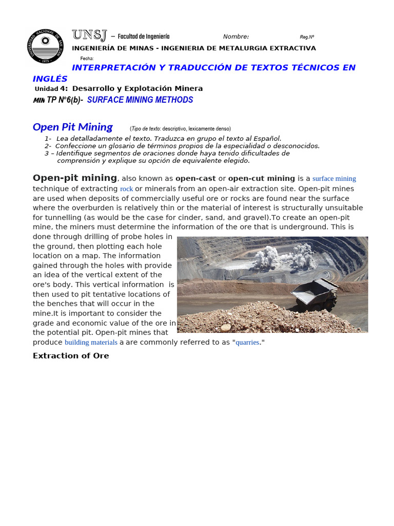 Min TP No. 6 (B) Open Pit Mining | PDF | Heavy Industry | Minerals
