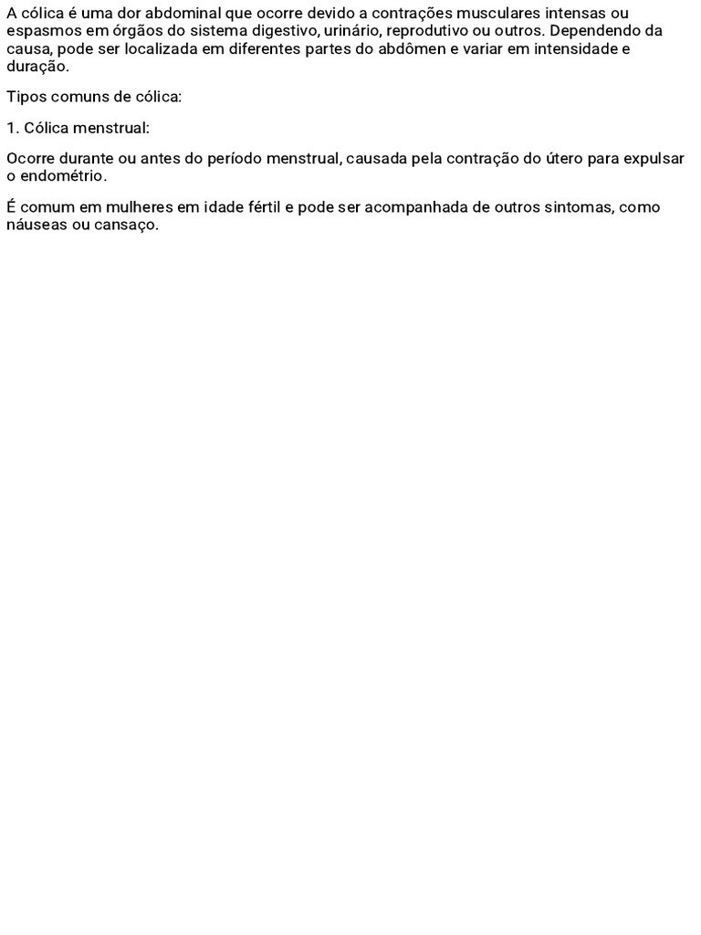 Explicação Da Cólica | PDF