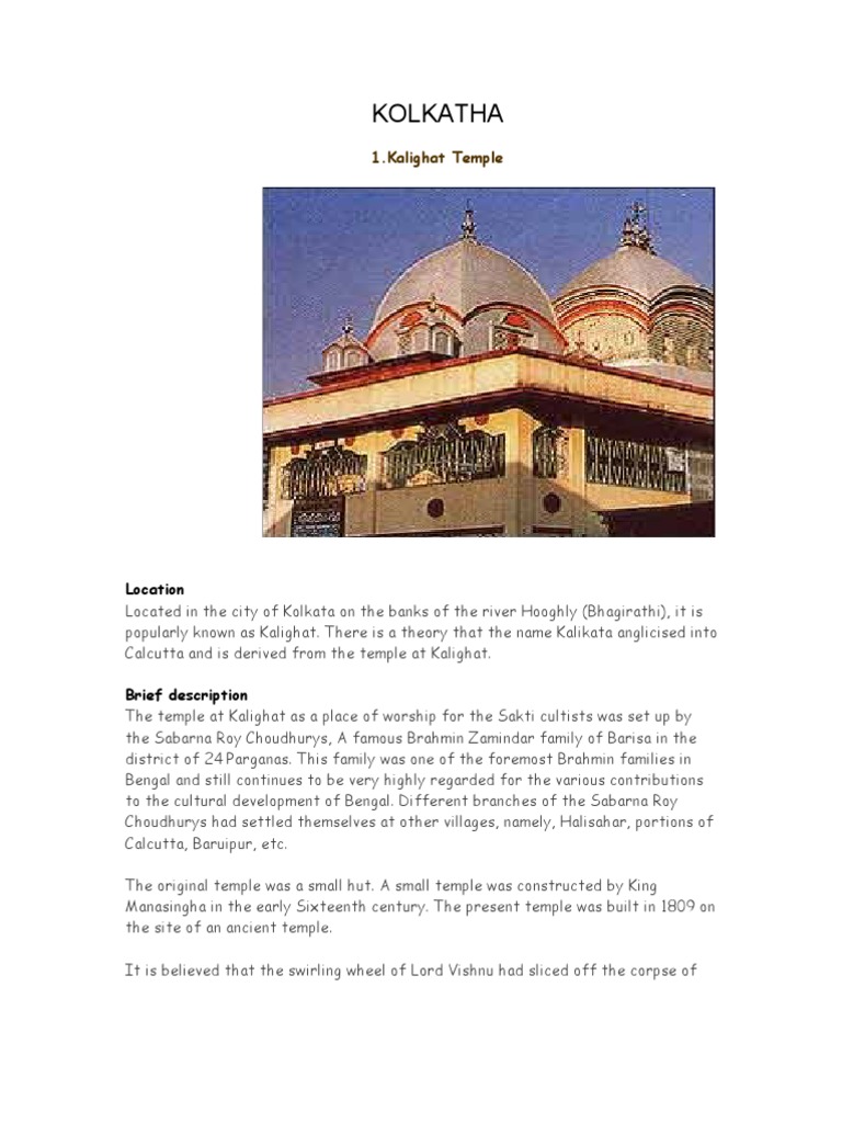 Kolakata Tourist Attractions | PDF | Sculpture | Religion And Belief