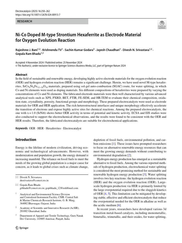 Ni-Co Doped Hexaferrite for OER | PDF | Electrochemistry | X Ray ...