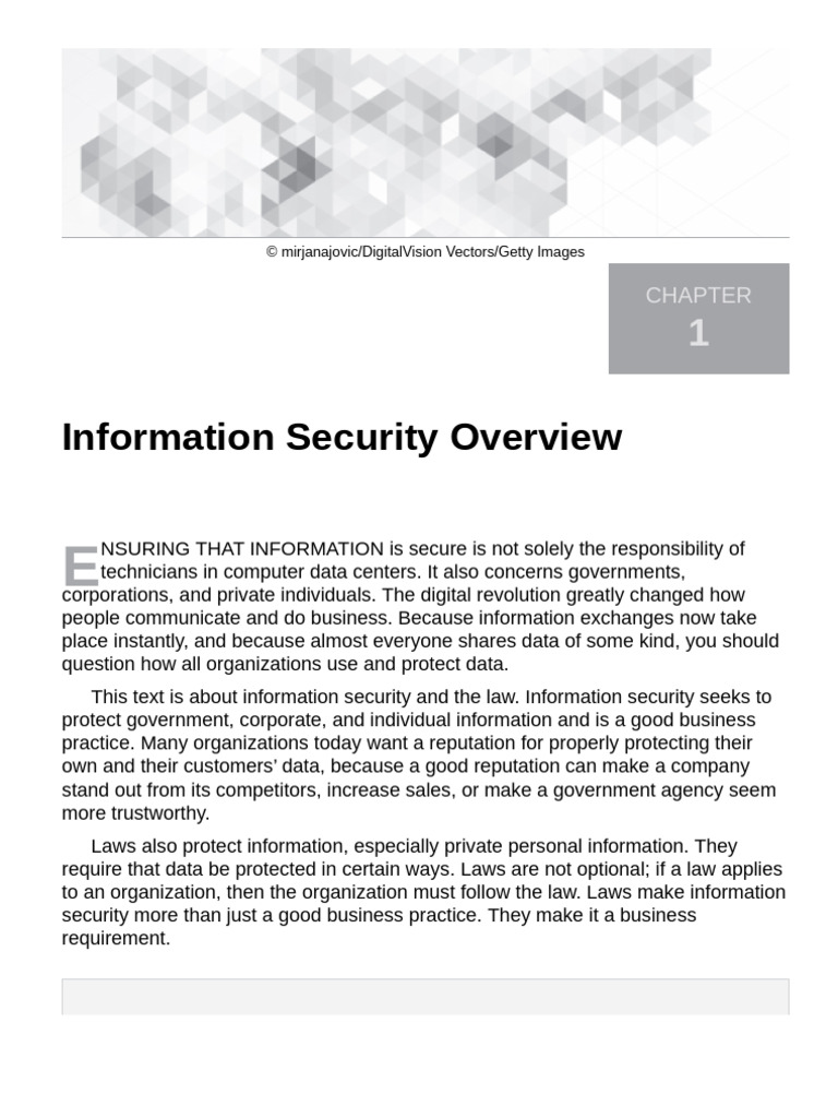 Legal and Privacy Issues in Information Security - (Chapter 1 Information Security Overview ...
