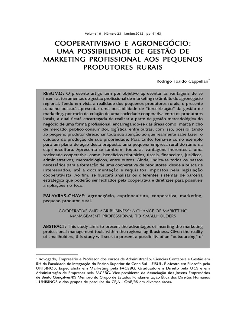 romis,+Gerente+da+revista,+FC23-41-63 (1) | PDF | Cooperativa | Marketing