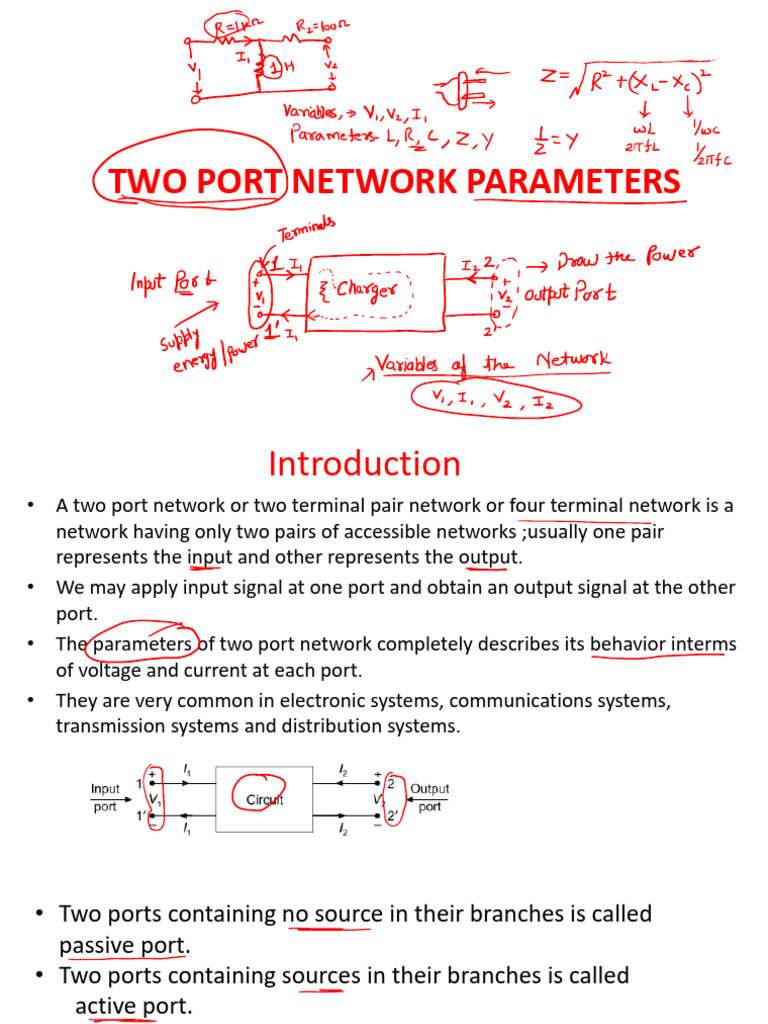 Two Port Network Parameters | PDF | Electromagnetism | Electrical Circuits