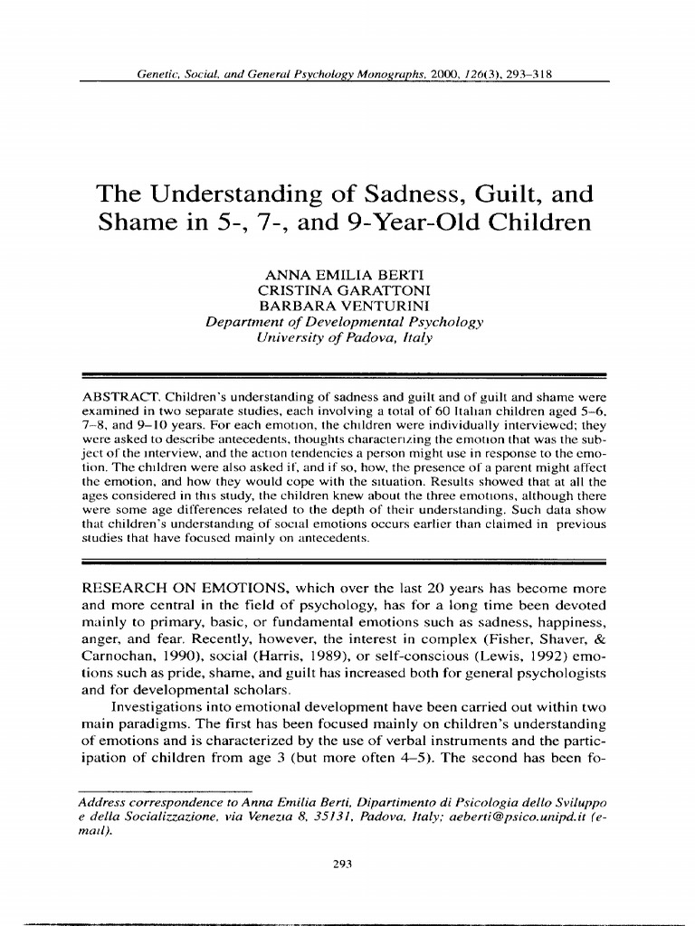 The Understanding of Sadness... | PDF