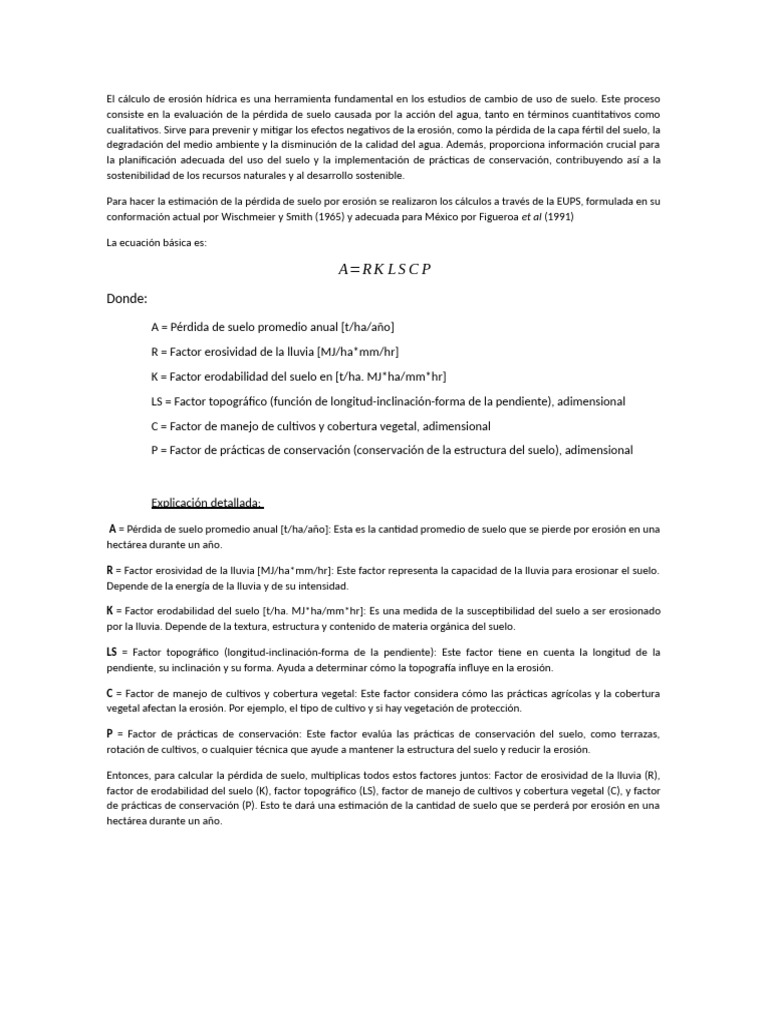 Manual de Calculo de Erosión Hidrica | PDF | Suelo | Erosión