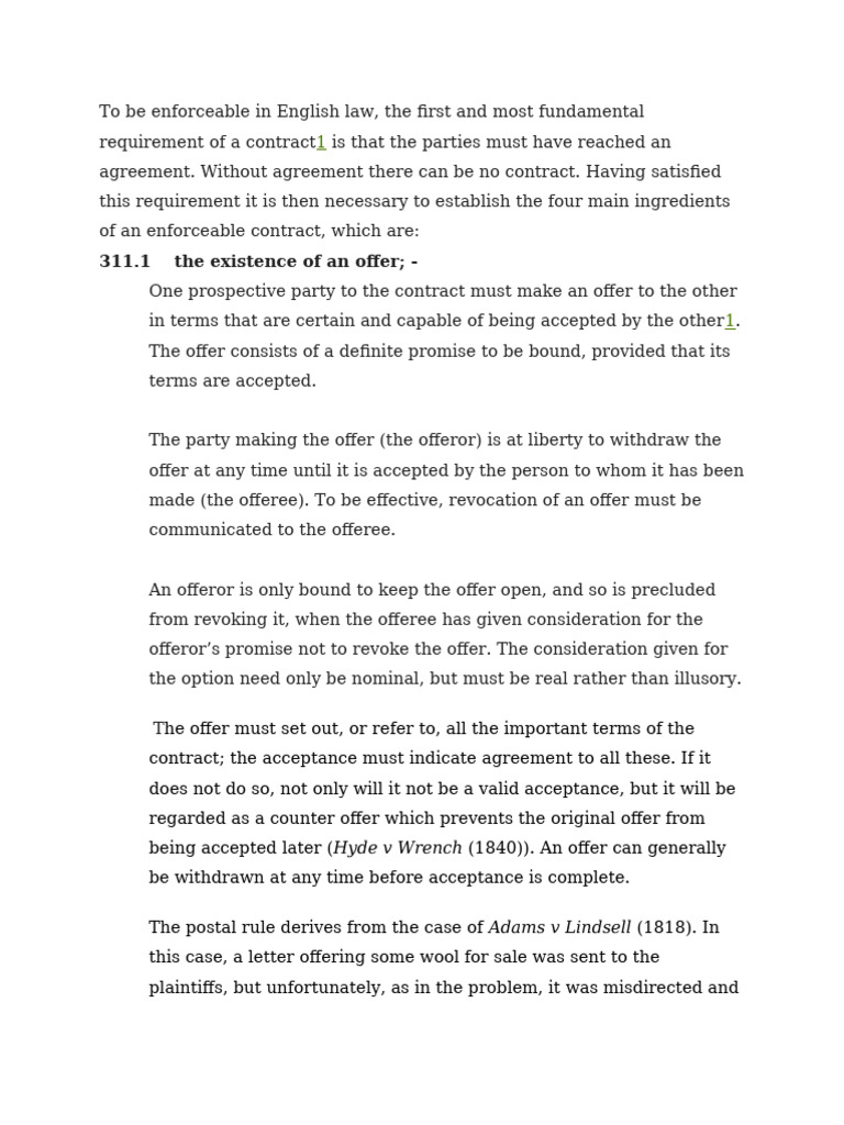 Key Ingredients of a Valid Contract | PDF | Offer And Acceptance ...