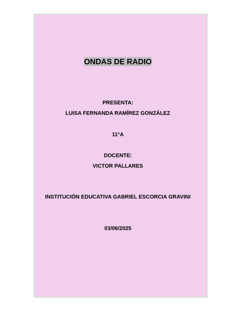 Luisa Ramirez 11°A | PDF | Radio | Olas