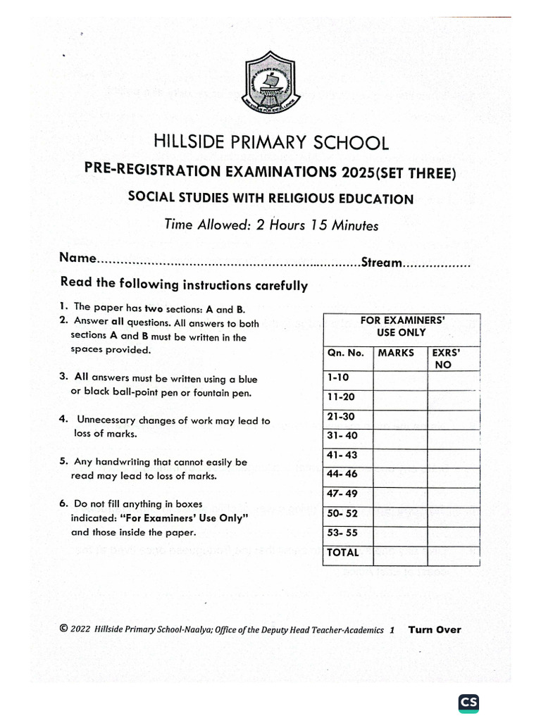 HILLSIDE P.7 SST SET 3, at TR Micah | PDF