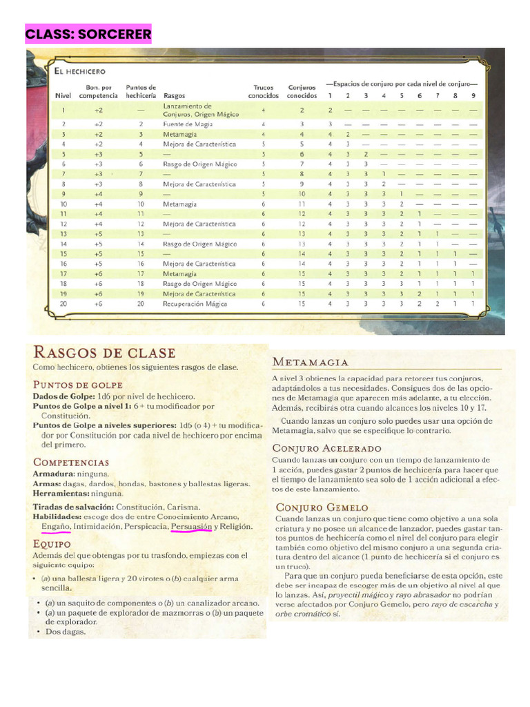 Sorcerer Notes | PDF