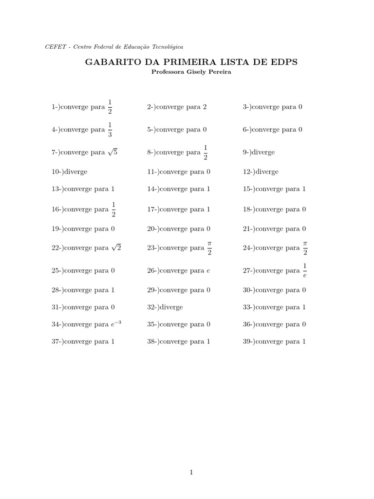 EDPS - Lista 1 - Gabarito | PDF