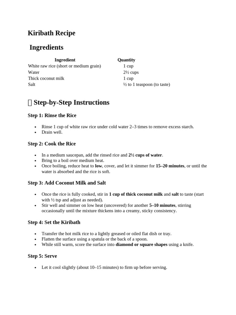 Kiribath Preparation Guide | PDF