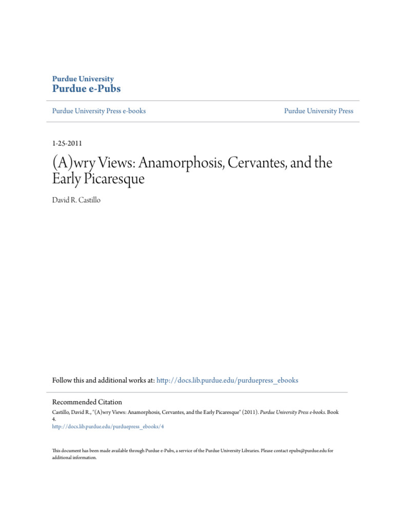 A Wry Views Anamorphosis Cervantes And | PDF | Perspective (Graphical)