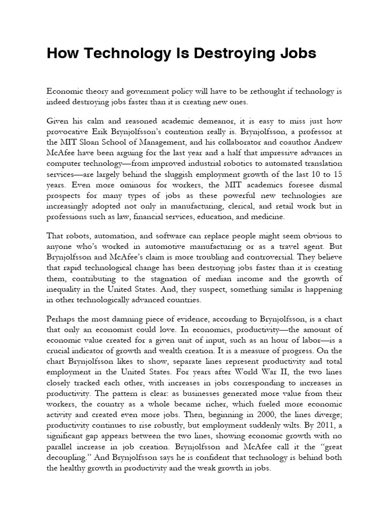 Technology's Impact on Job Losses | PDF | Robotics | Robot