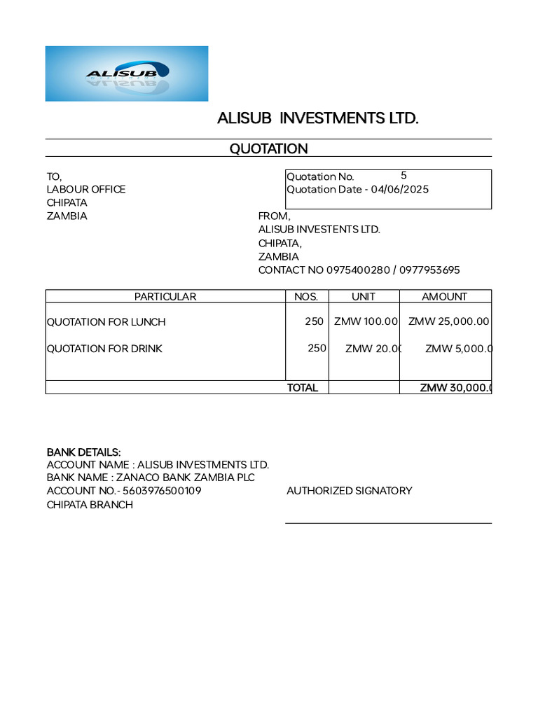 Quotation For Outdoor Catering 1 | PDF