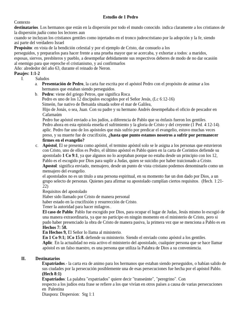 Estudio de 1 Pedro | PDF | Jesús | San Pedro